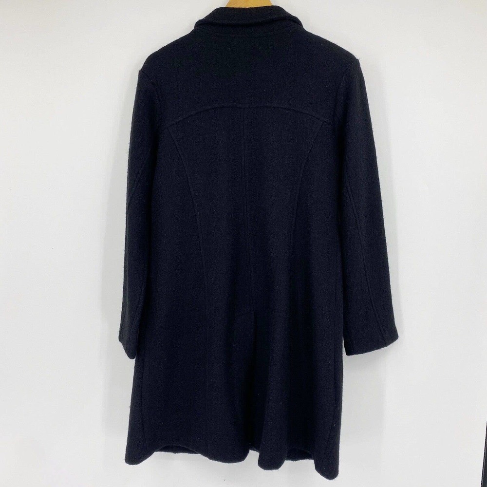 Nikki Valenti 100% Wool Coat Satin Ruffles Black Sz M - Gem